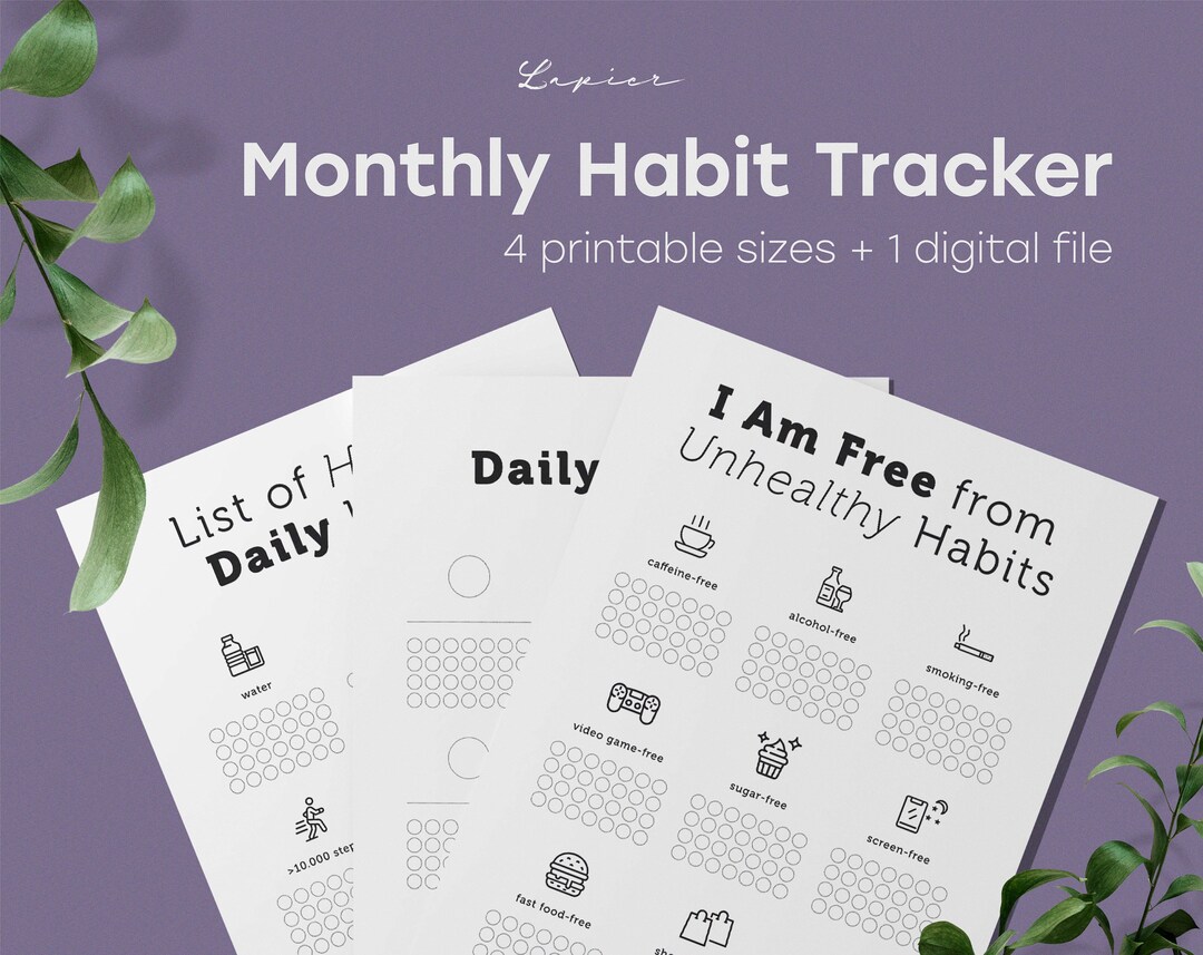 Monthly Habit Tracker Printable Checklist, Digital Tracker Vertical A4 ...