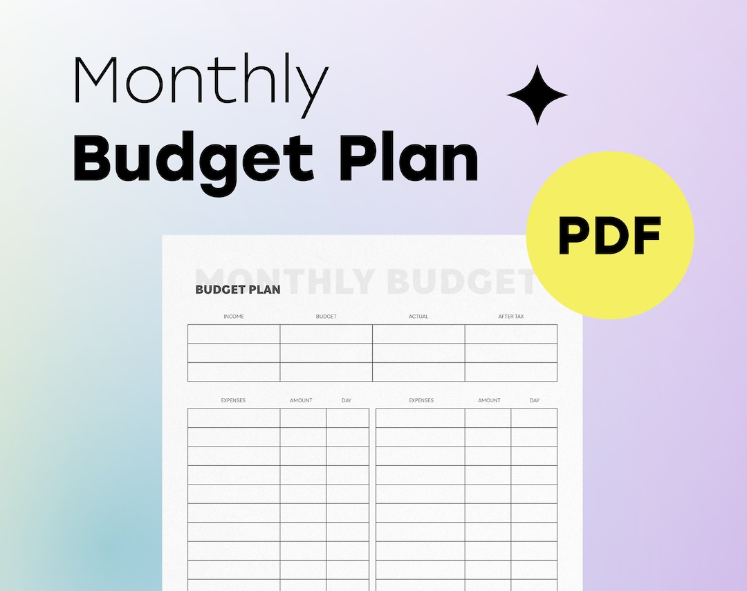 Monthly Budget Plan Budget Planner Printable Digital Planner Vertical ...