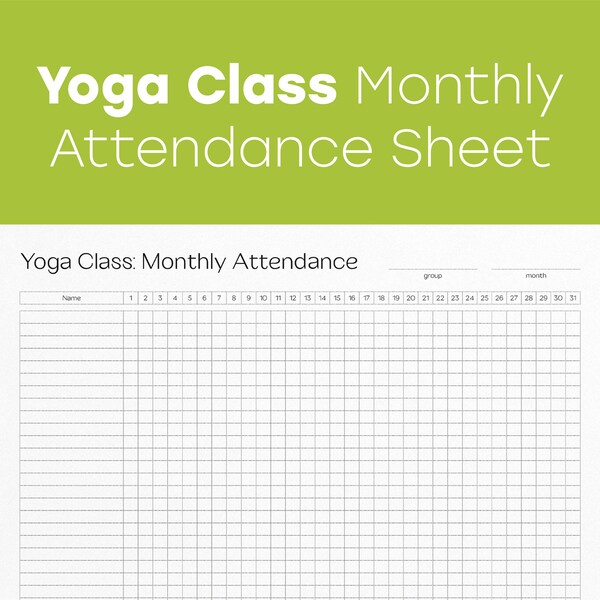 Printable Yoga Class Attendance Sheet - Etsy