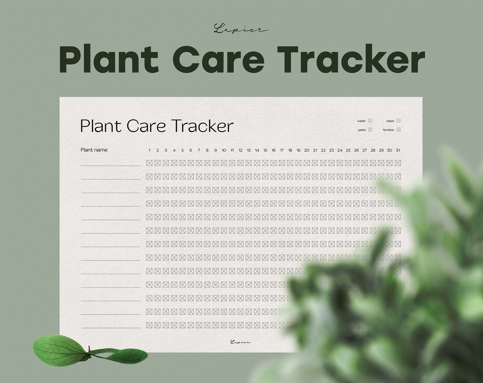 Monthly Plant Care Tracker Printable Tracker, Digital Tracker House ...