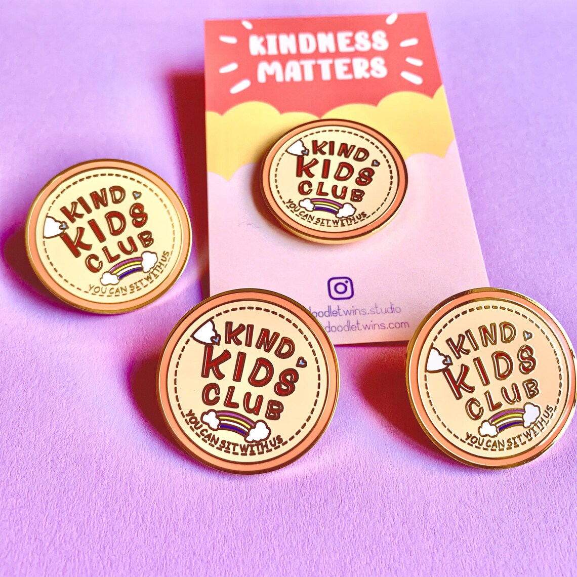 Kind kids club logo hard enamel pin mental health pin kindness | Etsy