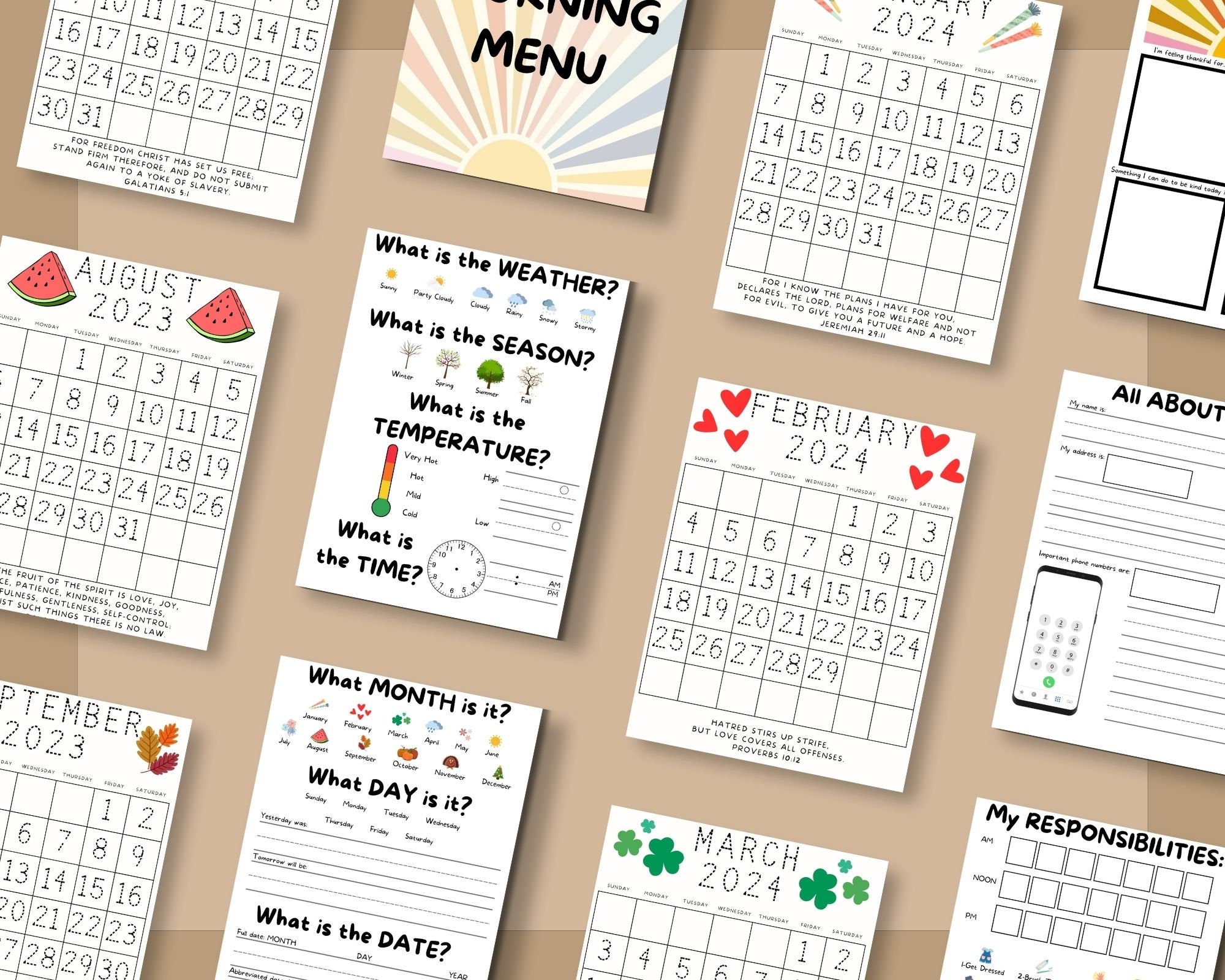 Morning Time Bundle, Morning Menu Bundle, Calendar Time, Traceable ...