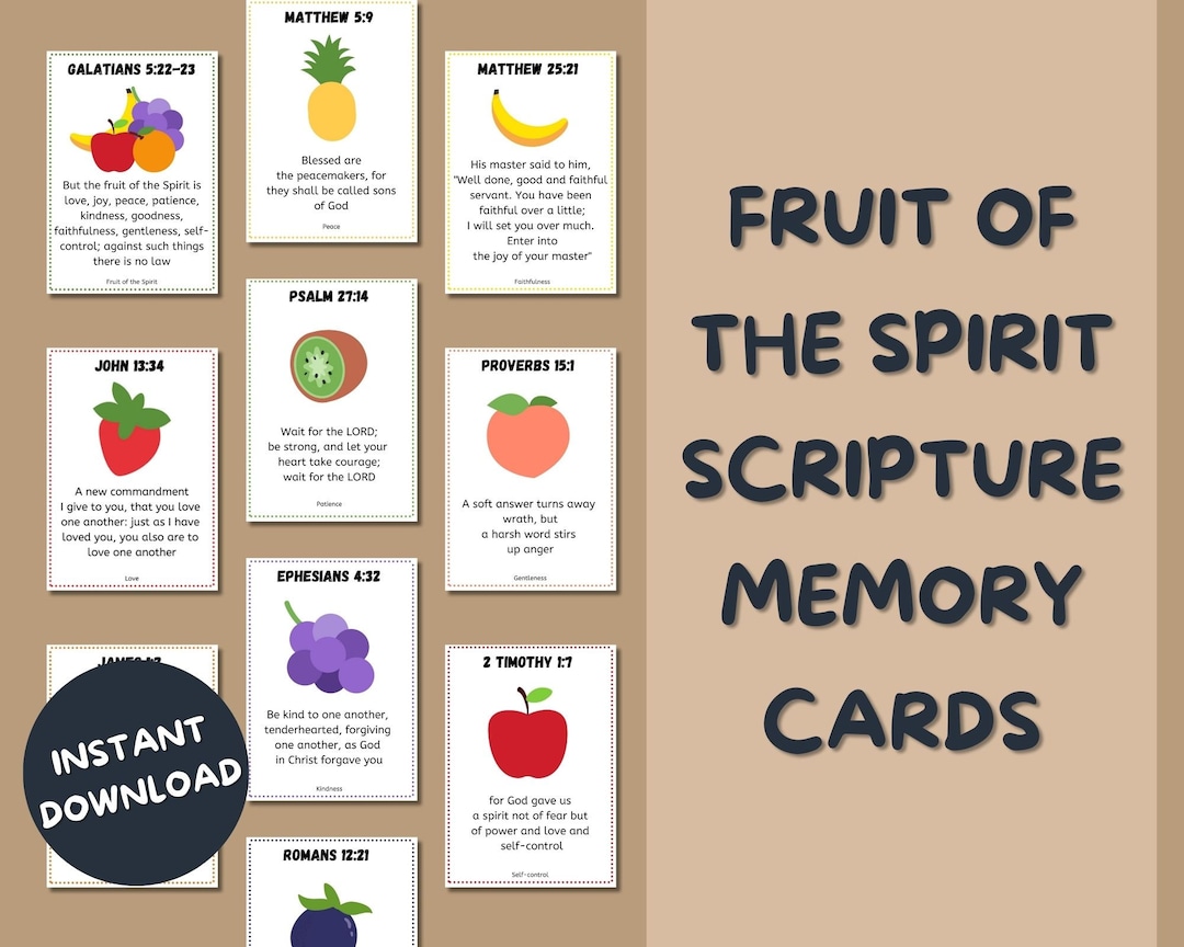 Fruit of the Spirit Scripture Memory, Fruit of the Spirit Flash Cards ...