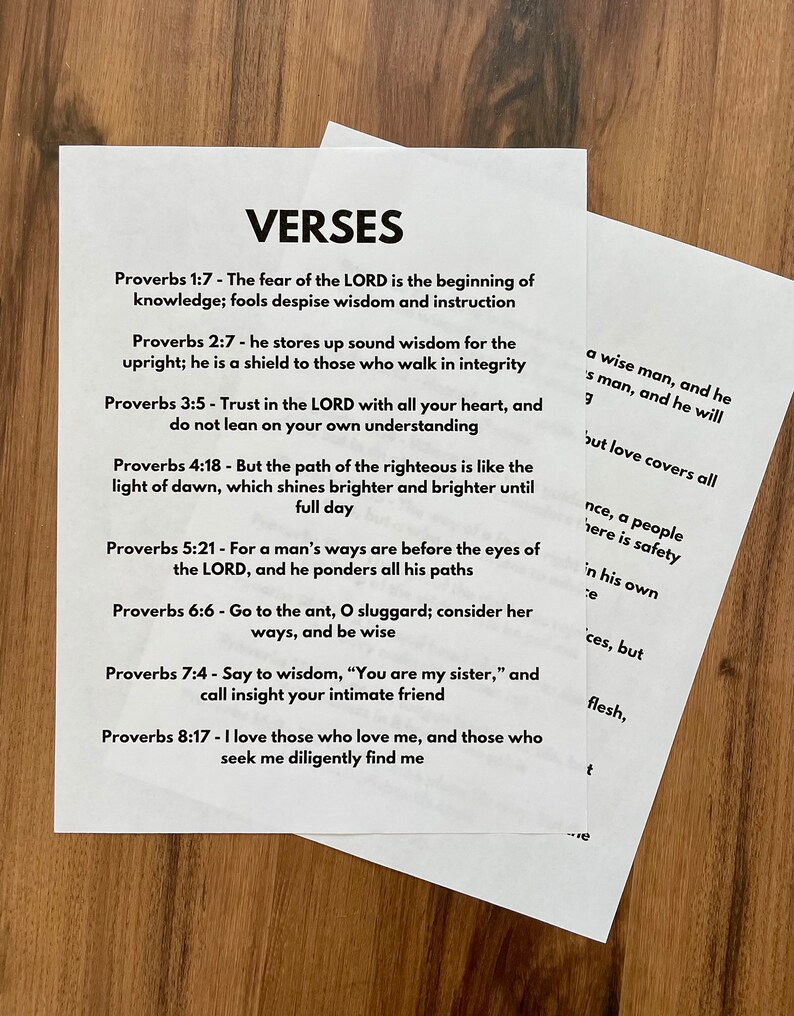 Scripture Memory Proverbs Fill in the Blank Scripture - Etsy