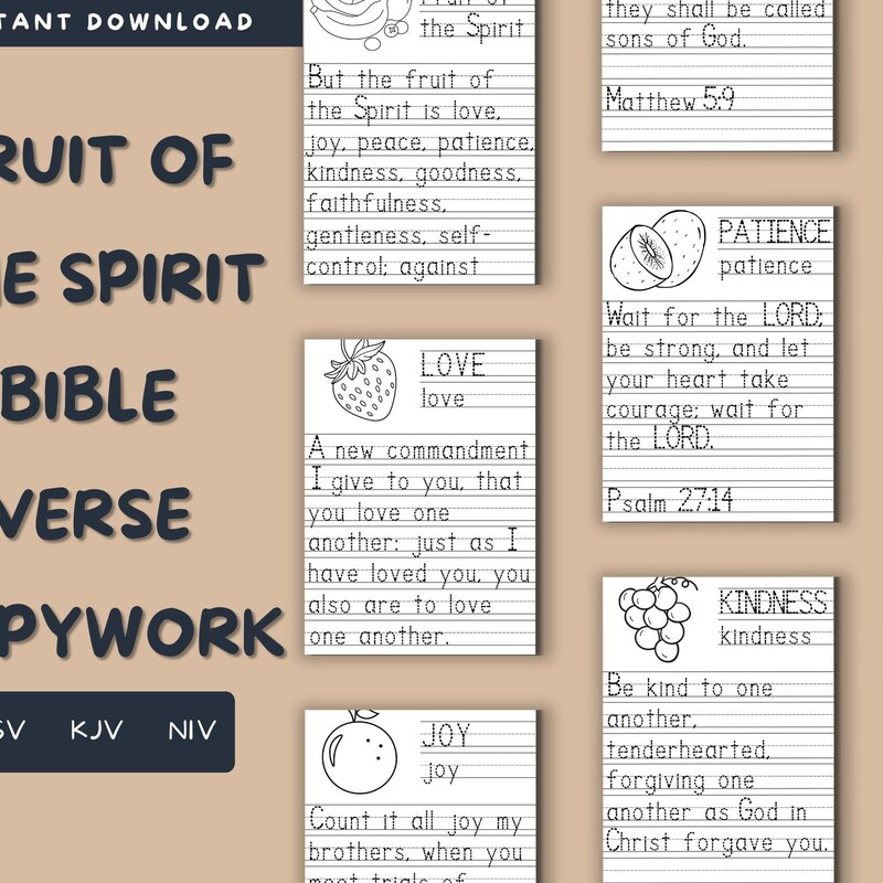 Fruit of the Spirit Worksheet - Etsy