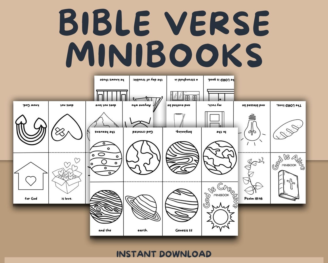 Bible Verse Minibook, Bible Verse Mini Coloring Book, Scripture Memory ...