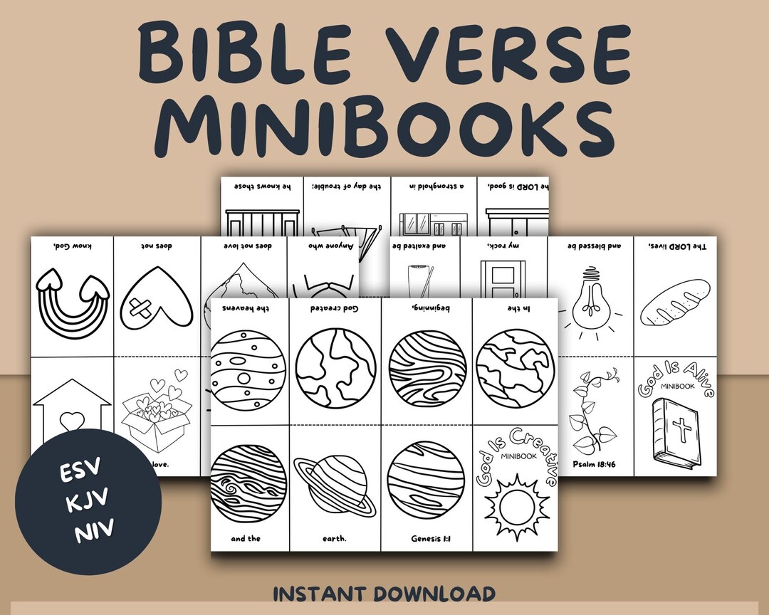 Bible Verse Minibook, Bible Verse Mini Coloring Book, Scripture Memory ...