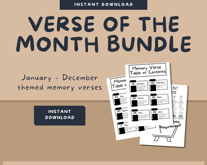Verse of the Month January-december, Scripture Tracing Pages, Bible ...