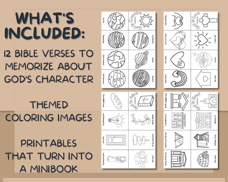 Bible Verse Minibook, Bible Verse Mini Coloring Book, Scripture Memory ...