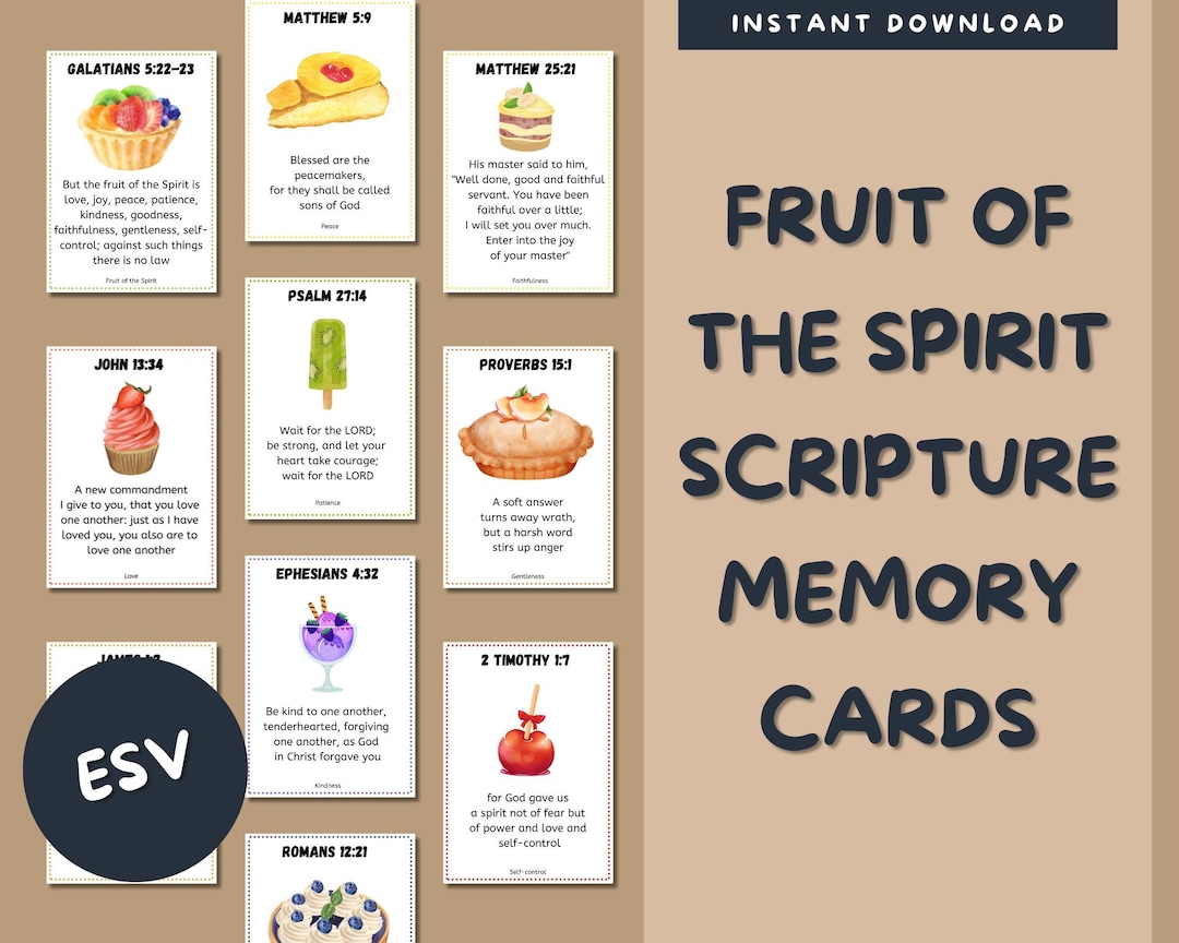 Fruit of the Spirit Scripture Memory, Fruit of the Spirit Flash Cards ...