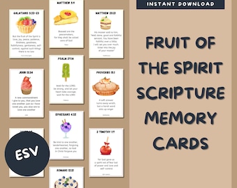 Fruit of the Spirit Flash Cards for Kids Bible Memory Flashcards Flash ...