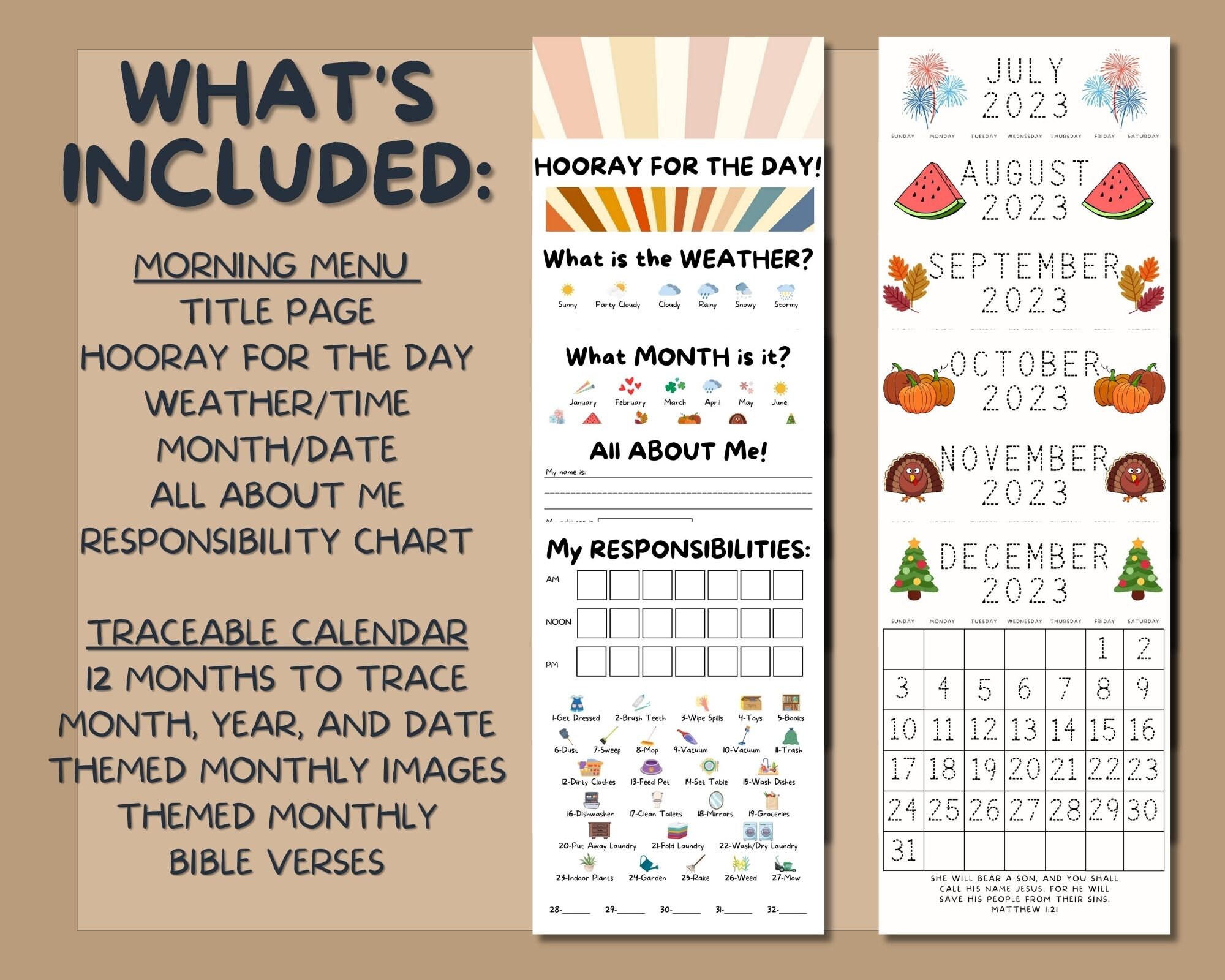 Morning Time Bundle, Morning Menu Bundle, Calendar Time, Traceable ...