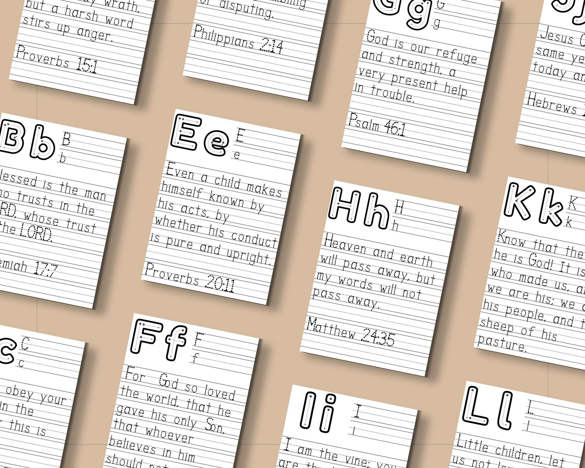 ABC Bible Verse Copywork, Alphabet Tracing Worksheets, Scripture ...