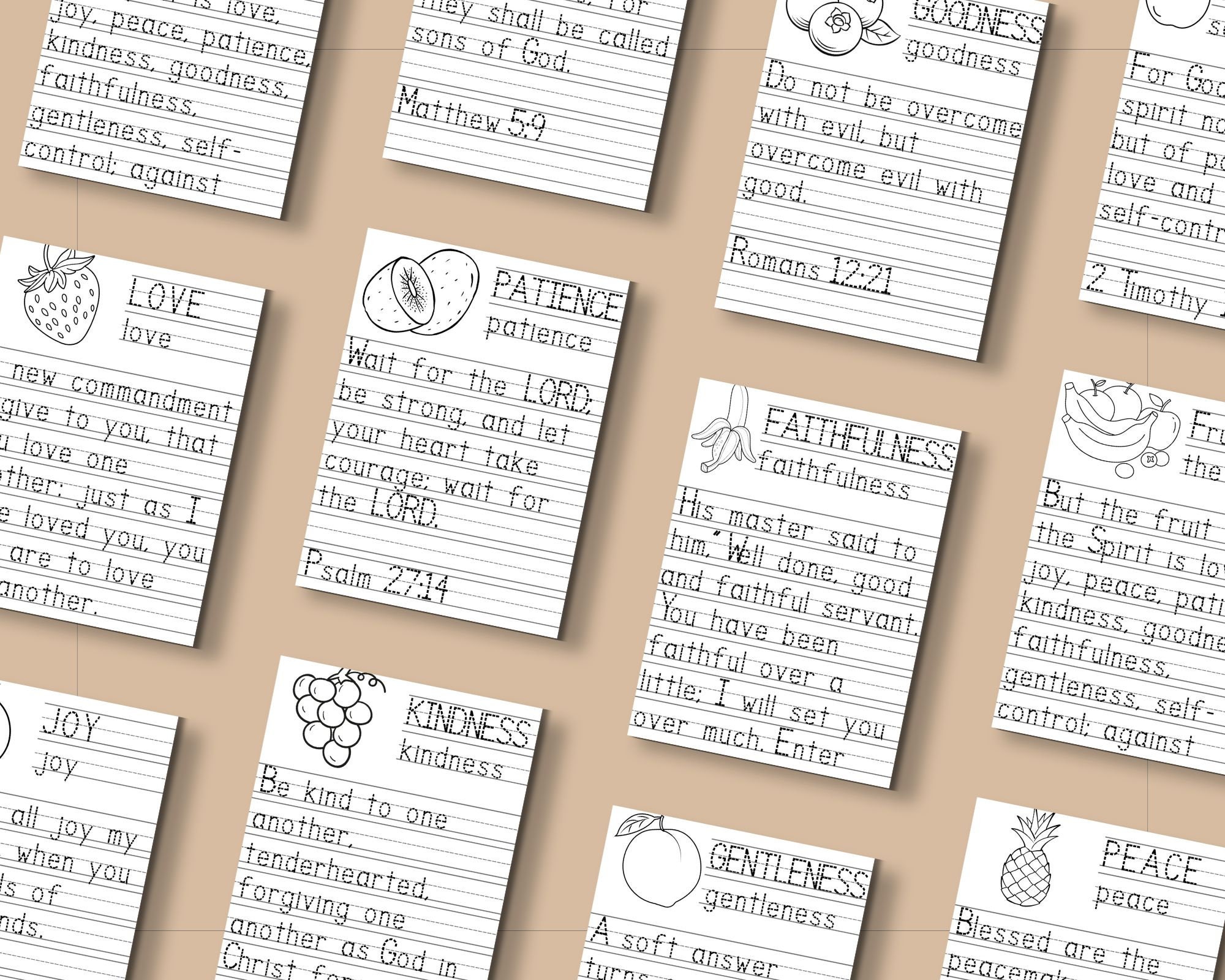 Fruit of the Spirit Bible Verse Copywork, Fruit of the Spirit Tracing ...