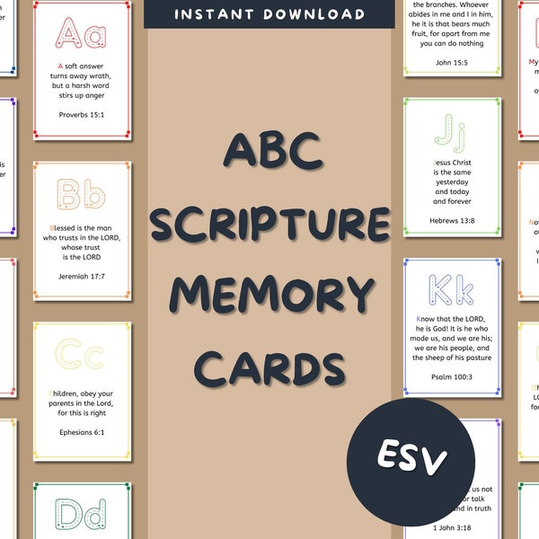 Abc Bible Verse Cards - Etsy