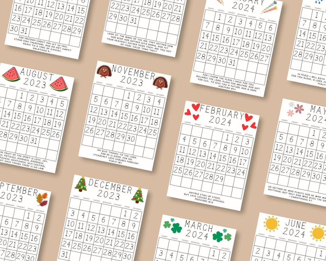 Traceable Monthly Calendar Morning Menu Calendar Morning - Etsy