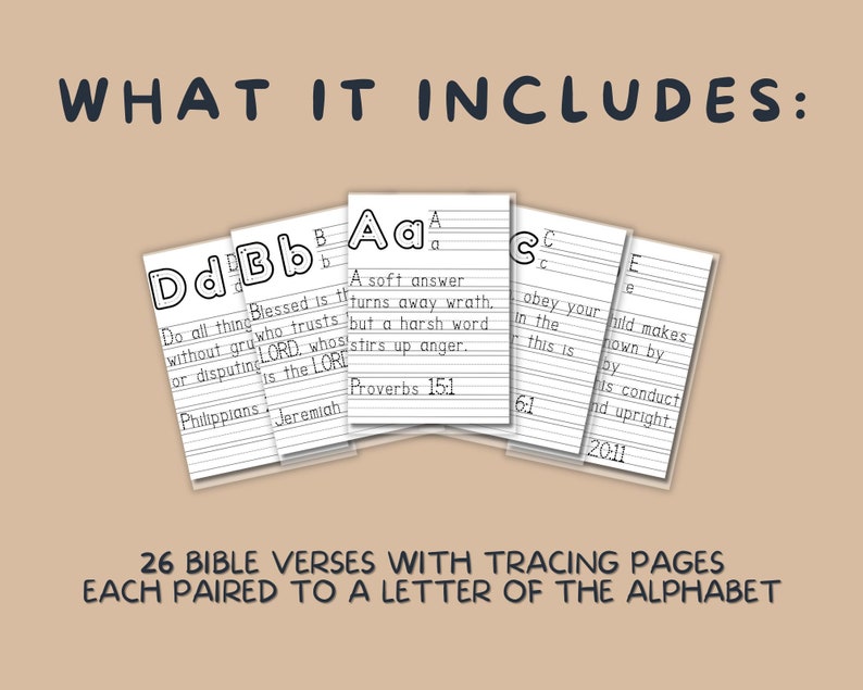 ABC Bible Verse Copywork, Alphabet Tracing Worksheets, Scripture ...
