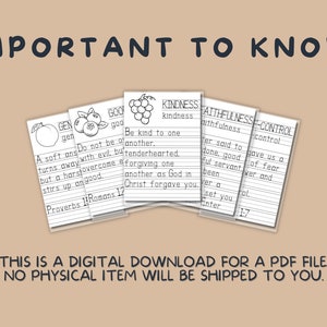 Fruit of the Spirit Bible Verse Copywork, Fruit of the Spirit Tracing ...