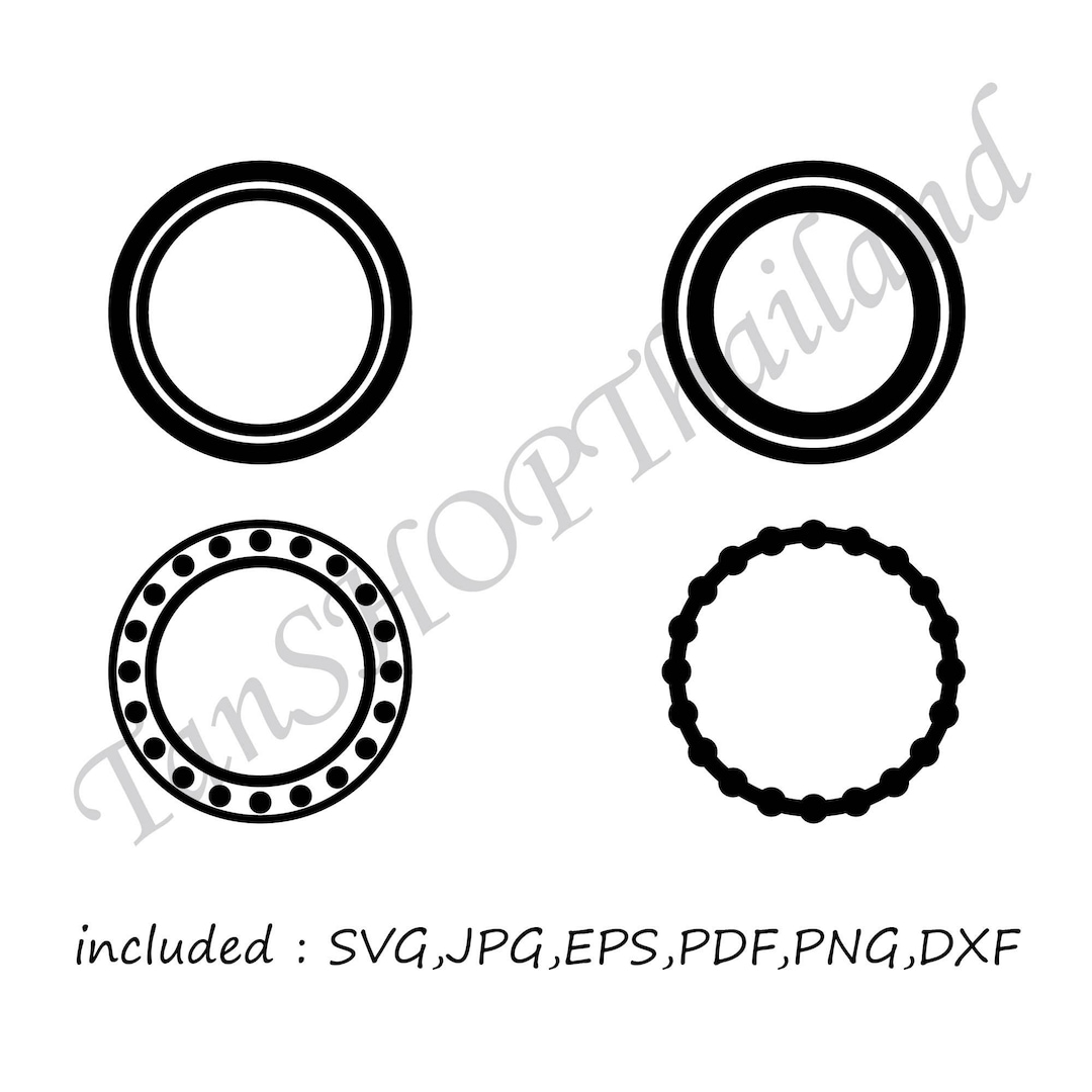 4 Round Monogram Frames SVG Cut Files Dotted Circles EPS PNG - Etsy