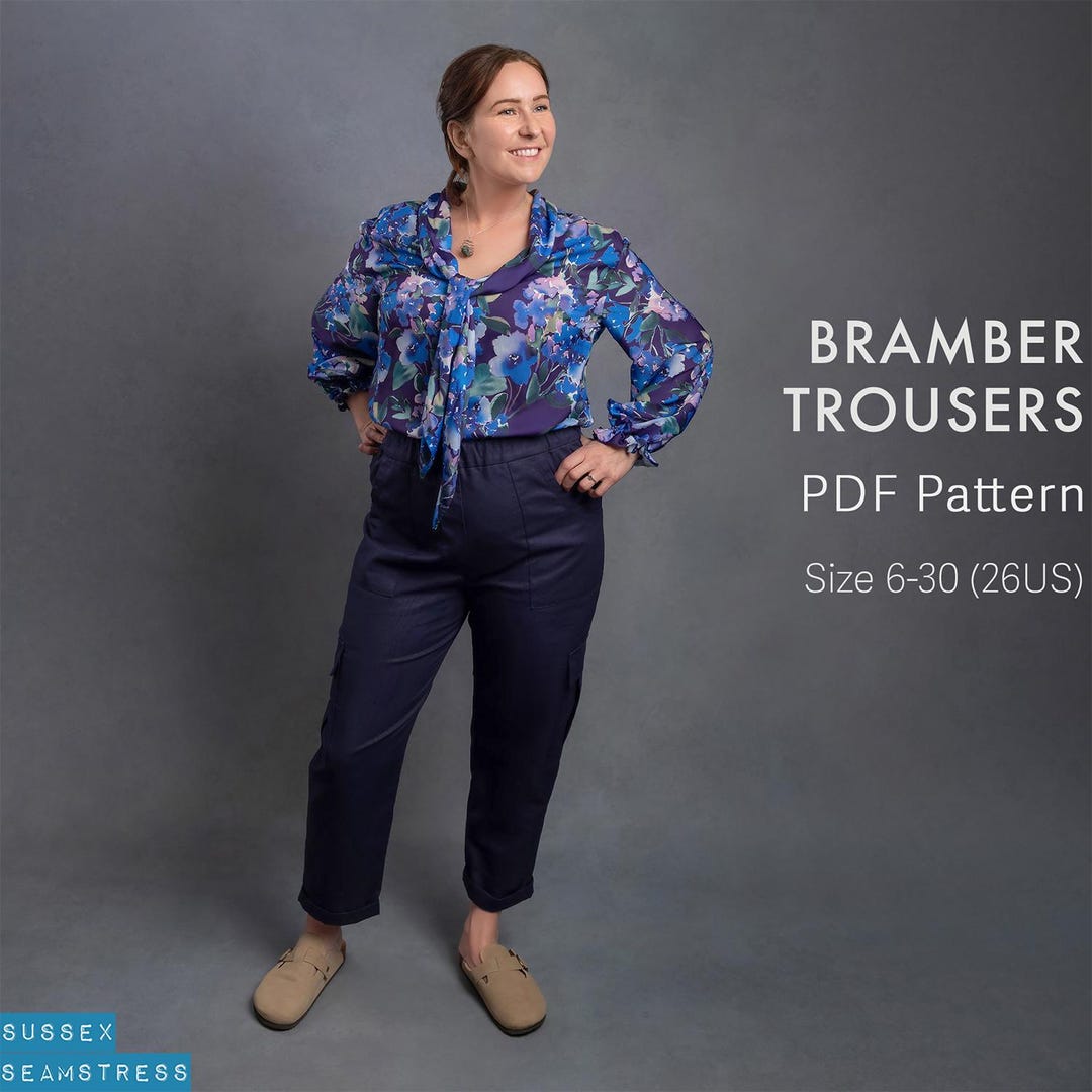High Rise Cargo Pants Sewing Pattern: Bramber Loose Fit Trousers (PDF ...