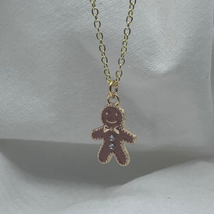 Enameled Gingerbread Men Necklace - Christmas Necklace - Tiny ...