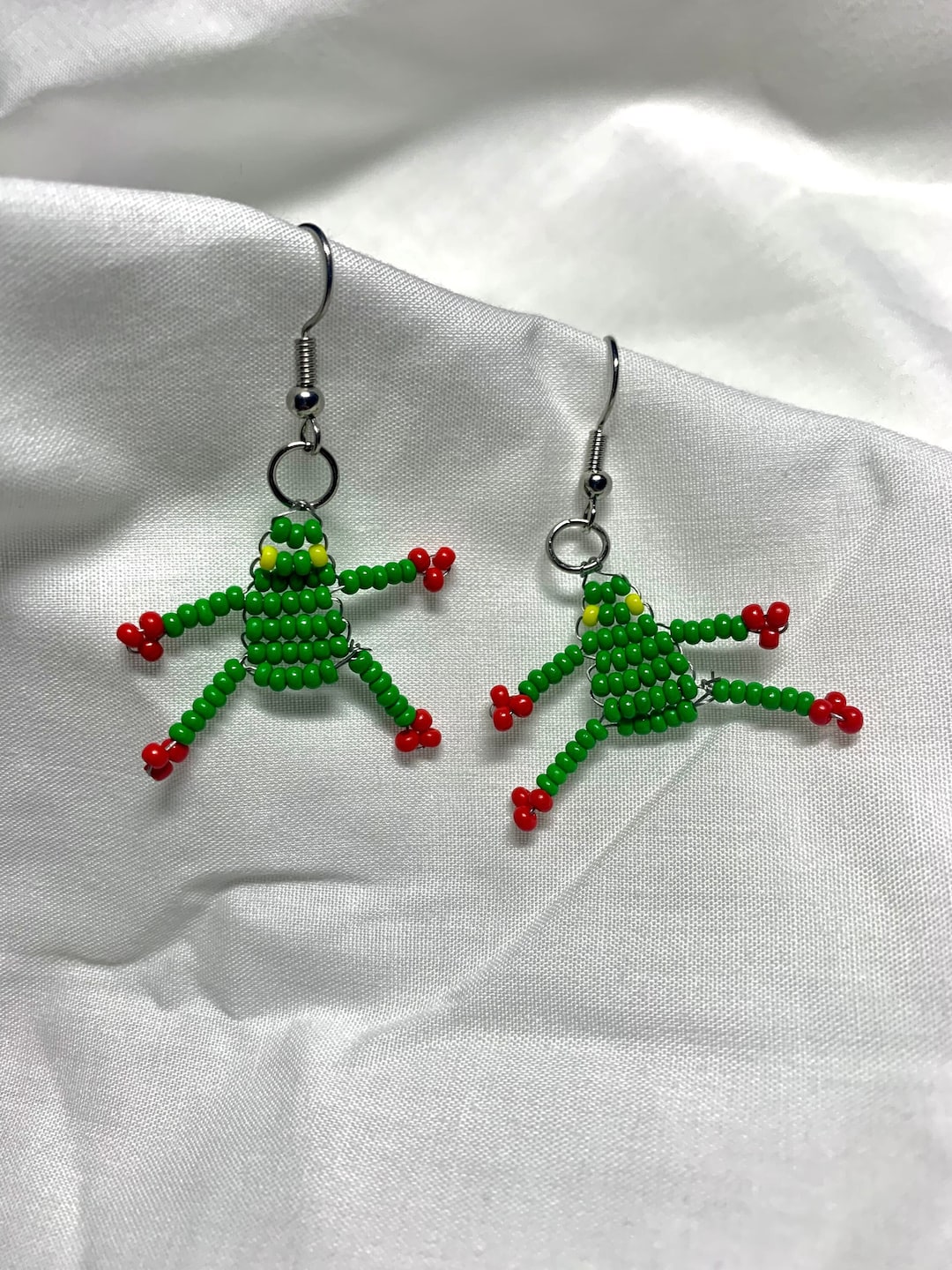 Custom Seed Bead Frog Earrings | 90s Beaded Frog | Seed Bead Earrings | Nostalgic Earrings - Etsy