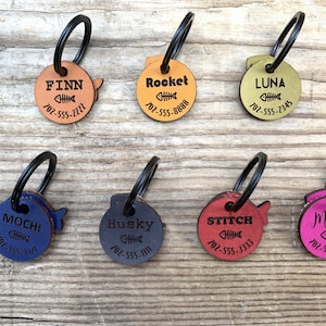 Leather Pet Tag Pet ID Tag Leather Dog Tag Pet Name Tag | Etsy
