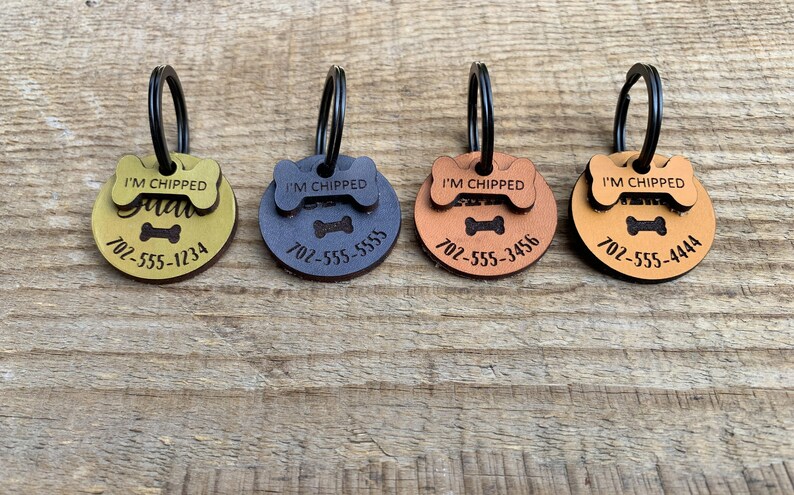 Personalized Leather Dog Tag Pet ID Tag Leather Dog Tag Pet - Etsy