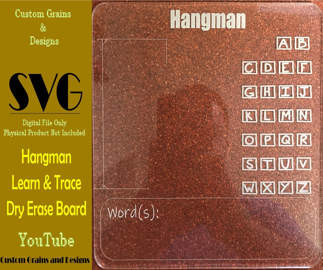 Hangman Learn and Trace SVG Dry Erase Board SVG Digital File Only - Etsy