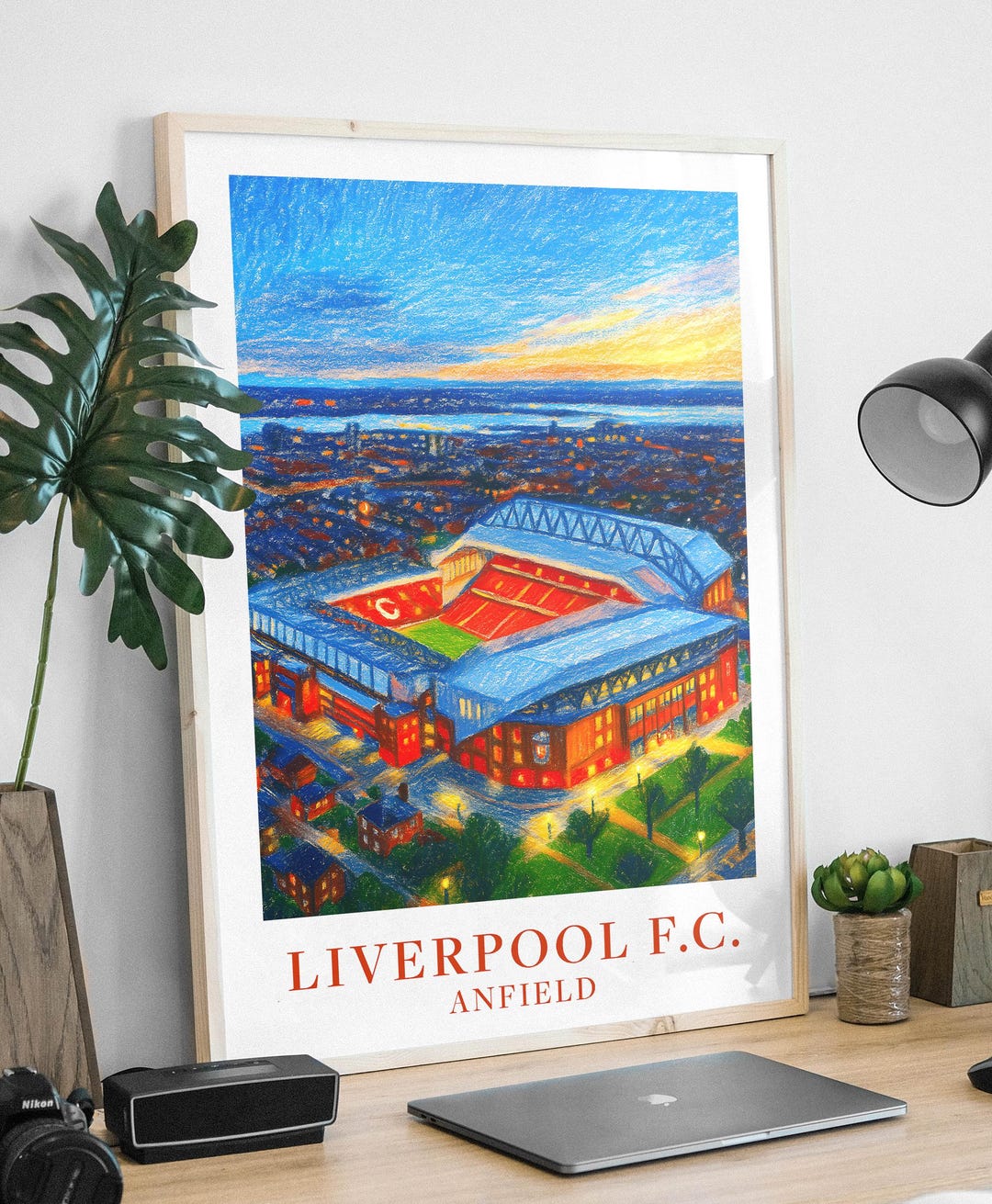 Anfield Stadium Night Print: Liverpool FC Wall Art. Perfect Reds Gifts ...