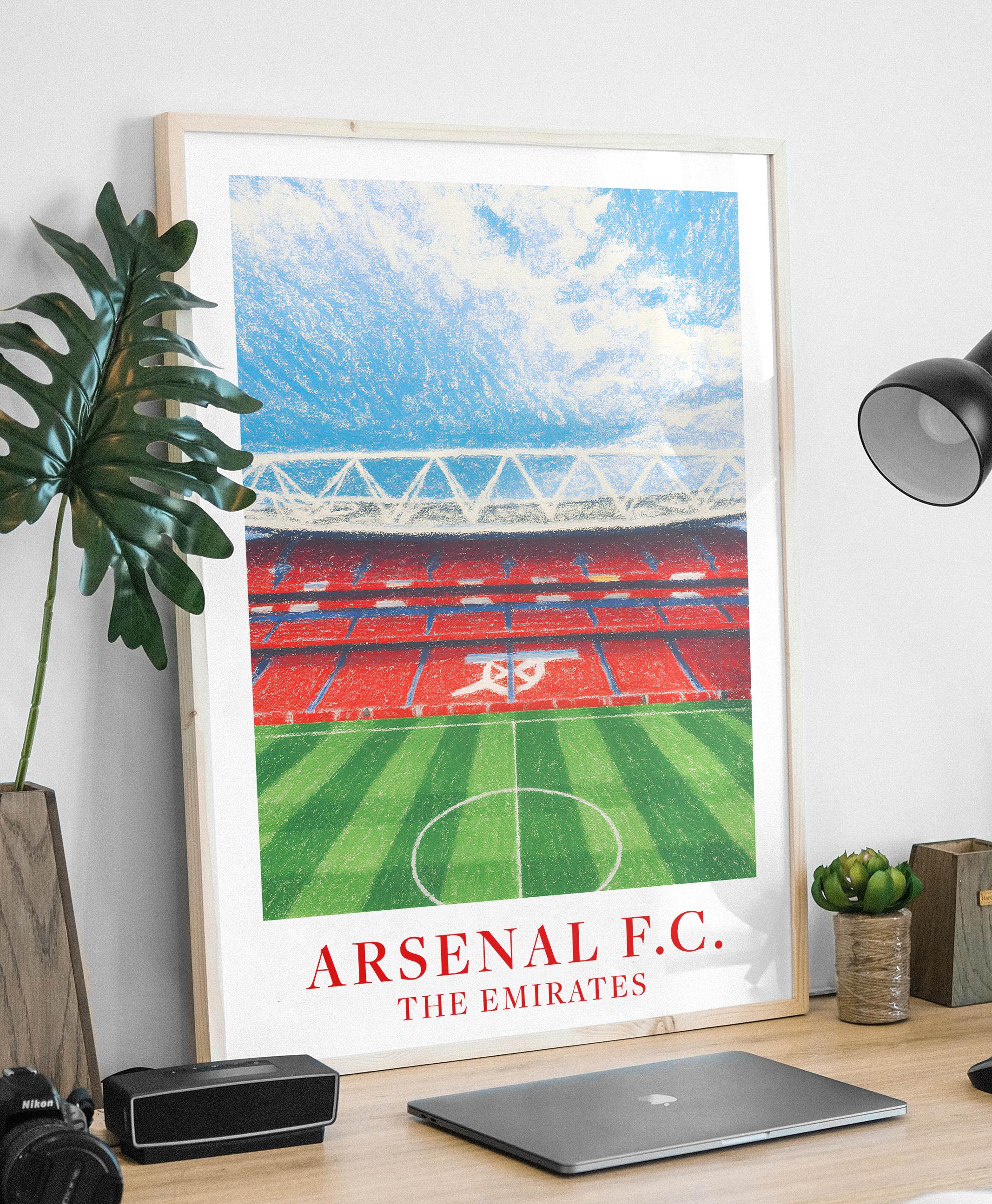 Arsenal Emirates Stadium Art Print: Crayon Wax Pastel Football Poster ...