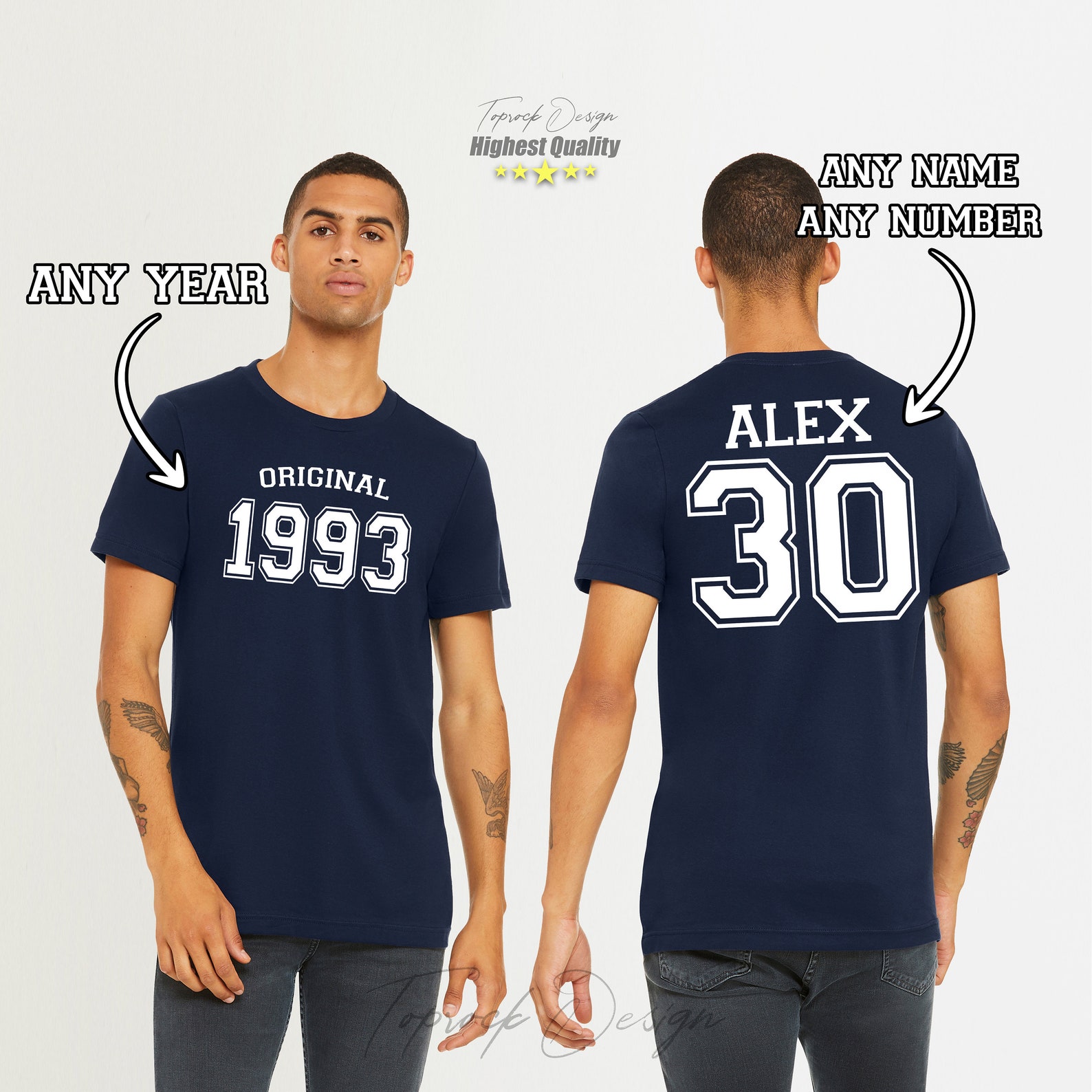 Custom Front+back Jersey Number 30th Birthday Shirt,30th Birthday Gift ...
