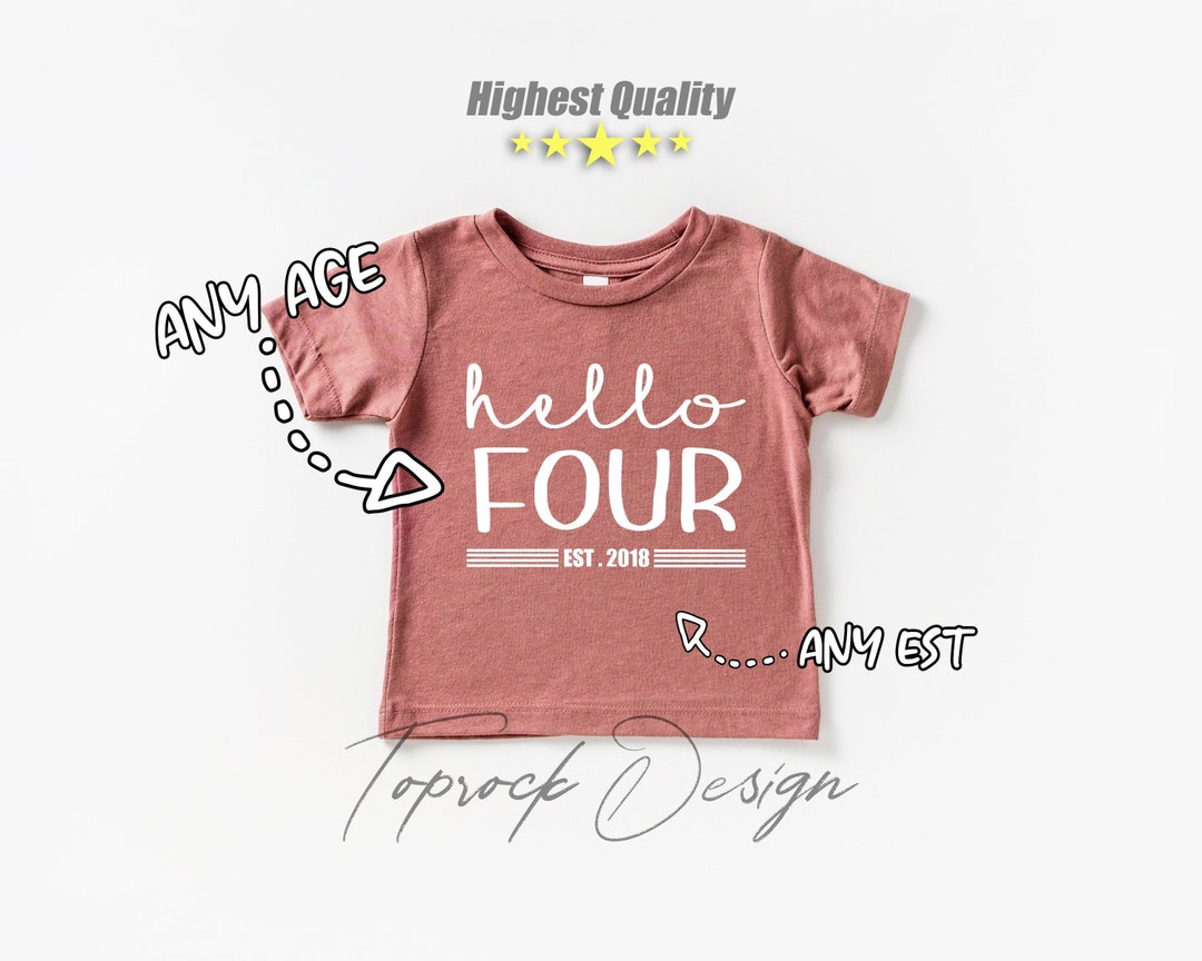 Customizable | Hello FOUR, Hello 4 Shirt, Fourth Birthday for Her, 4th ...