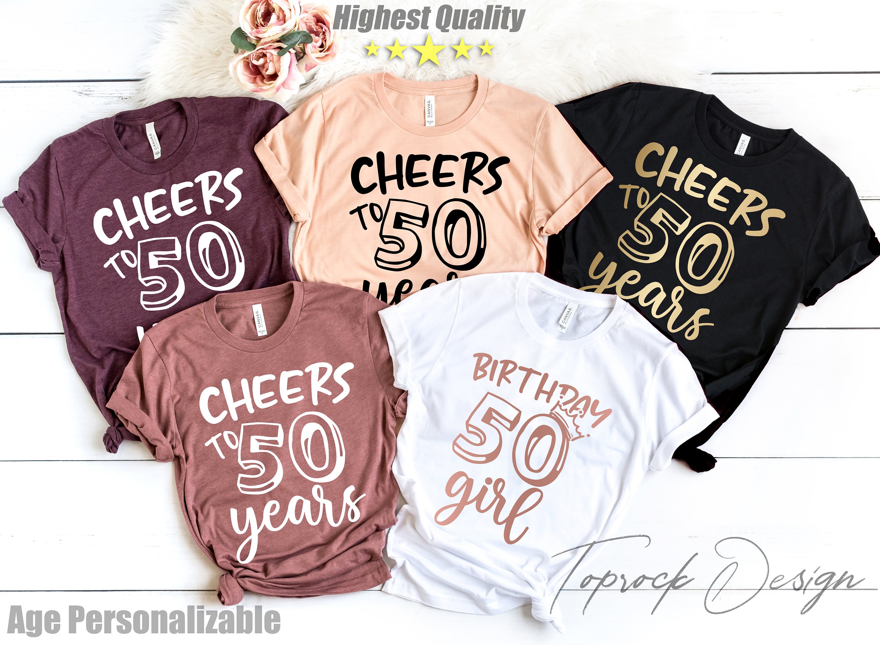 Cheers To 50 Years Birthday Girl Group Shirts Fifty 50th Etsy