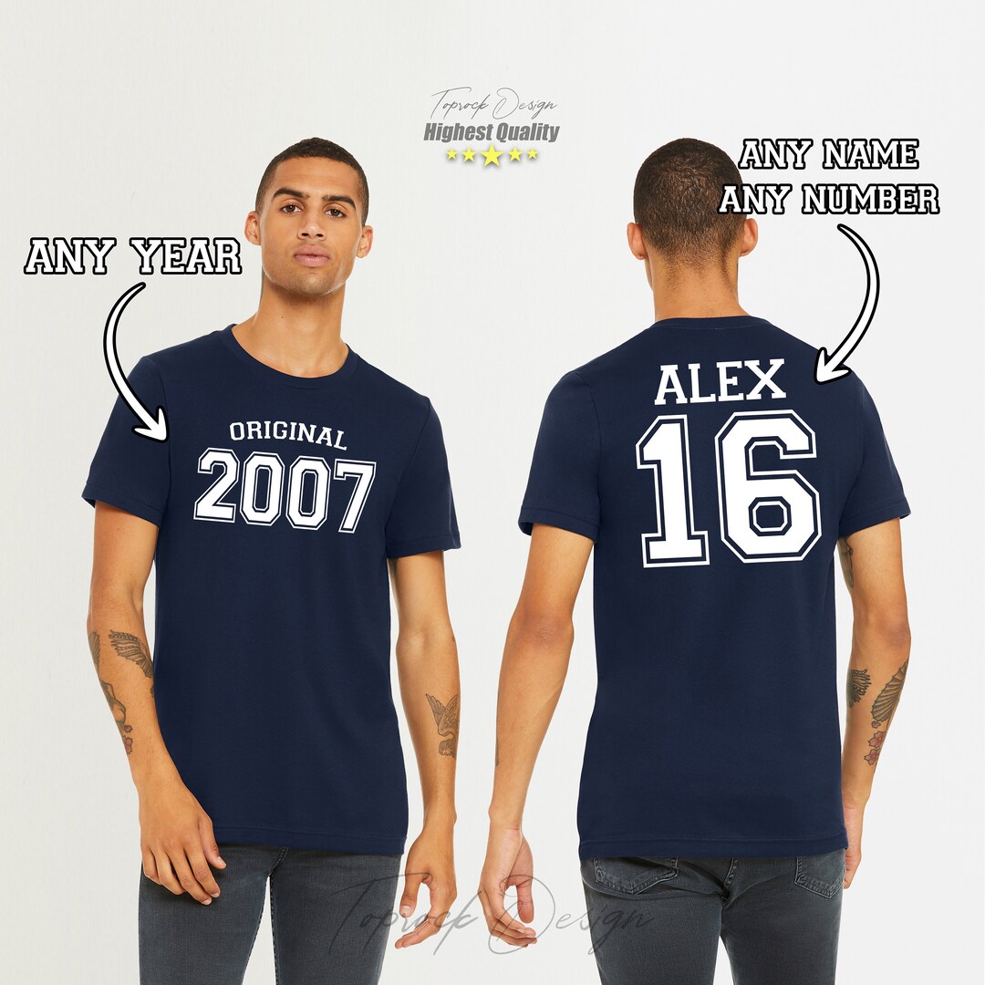Custom Front+back Jersey Number 16th Birthday Shirt,16th Birthday Gift ...