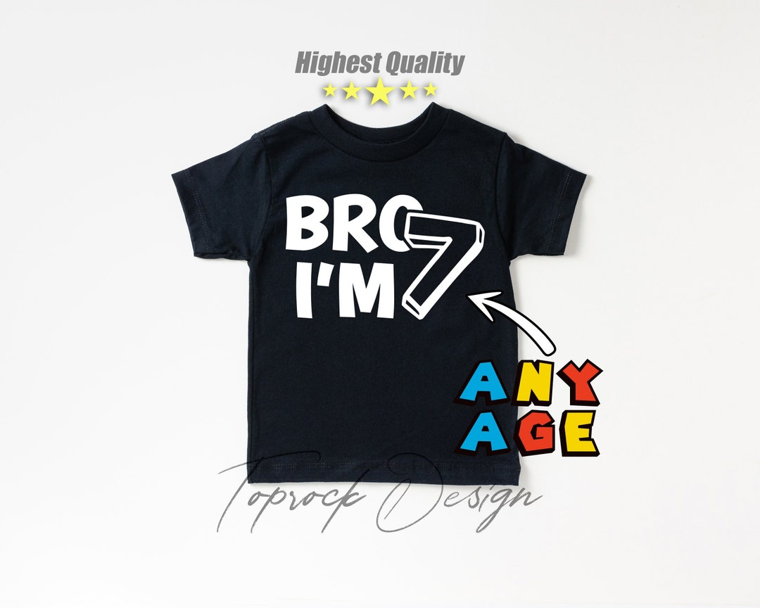7th Birthday Tee, Bro I'm 7 Shirt, Seventh Birthday Boy Tshirt Gift ...