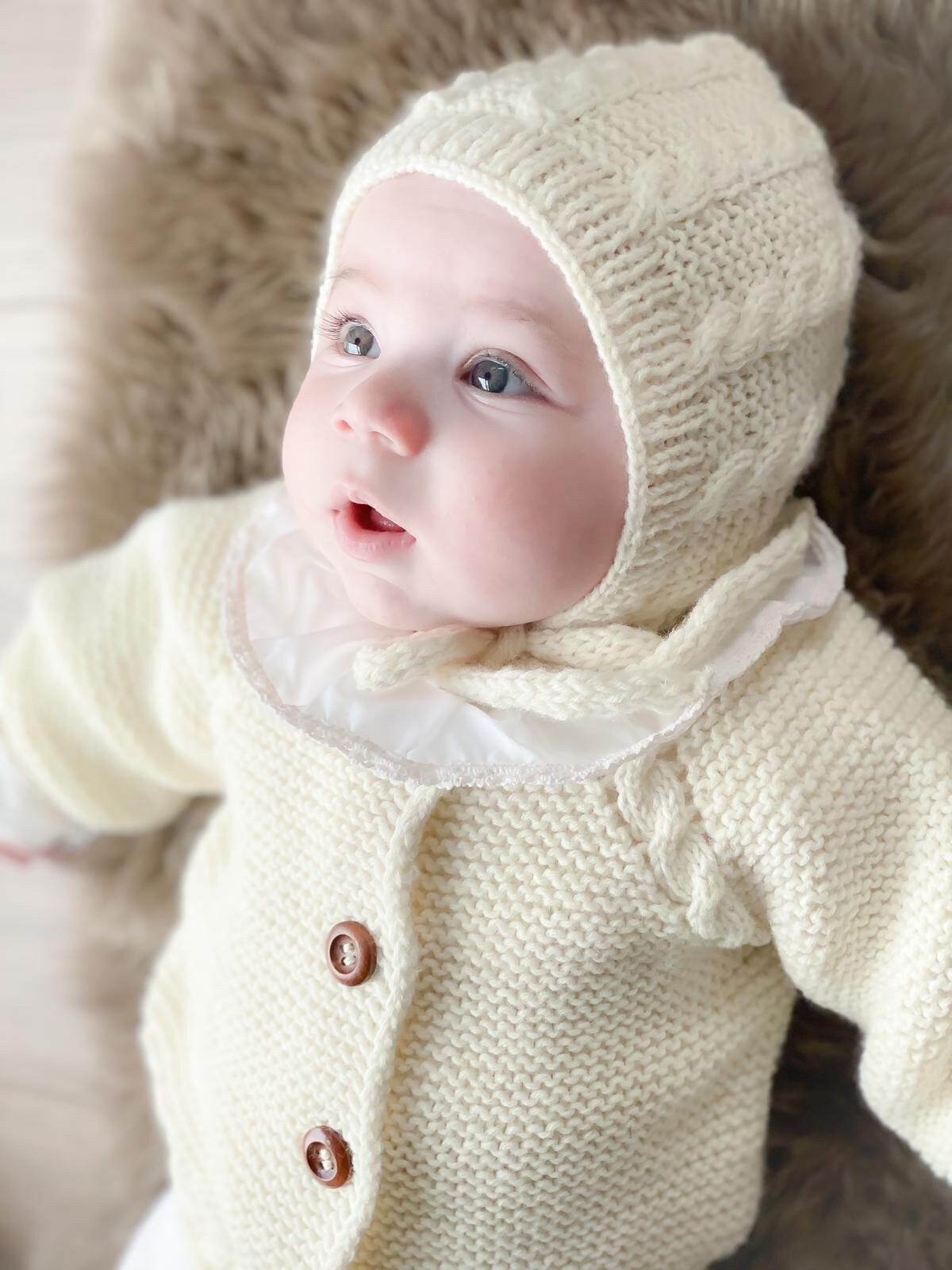 Knitted Baby Cardigan-merino Wool Baby Cardigan-white Baby - Etsy