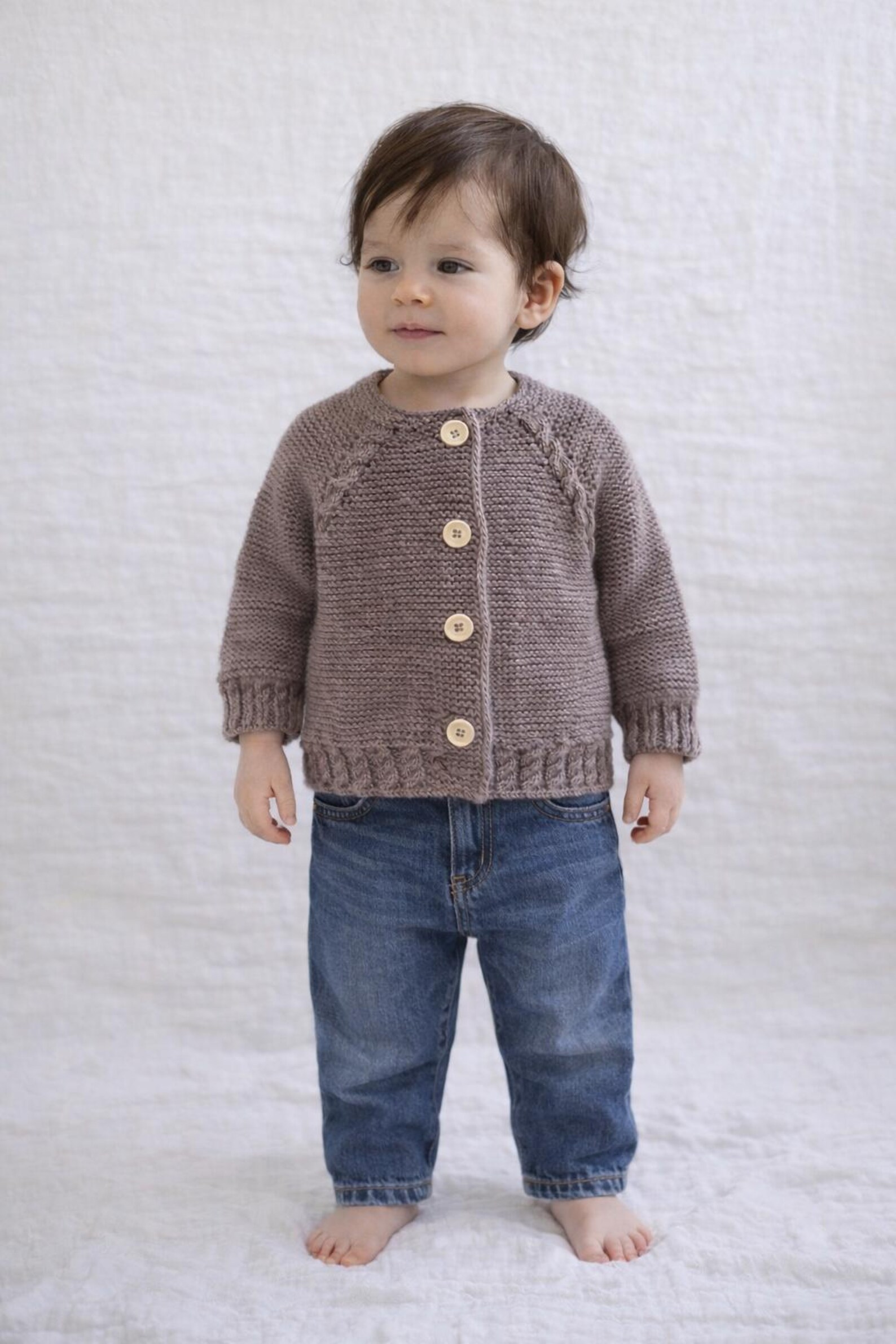 Hand Knit Baby Merino Wool Cardigan: Natural Coconut Buttons - Etsy