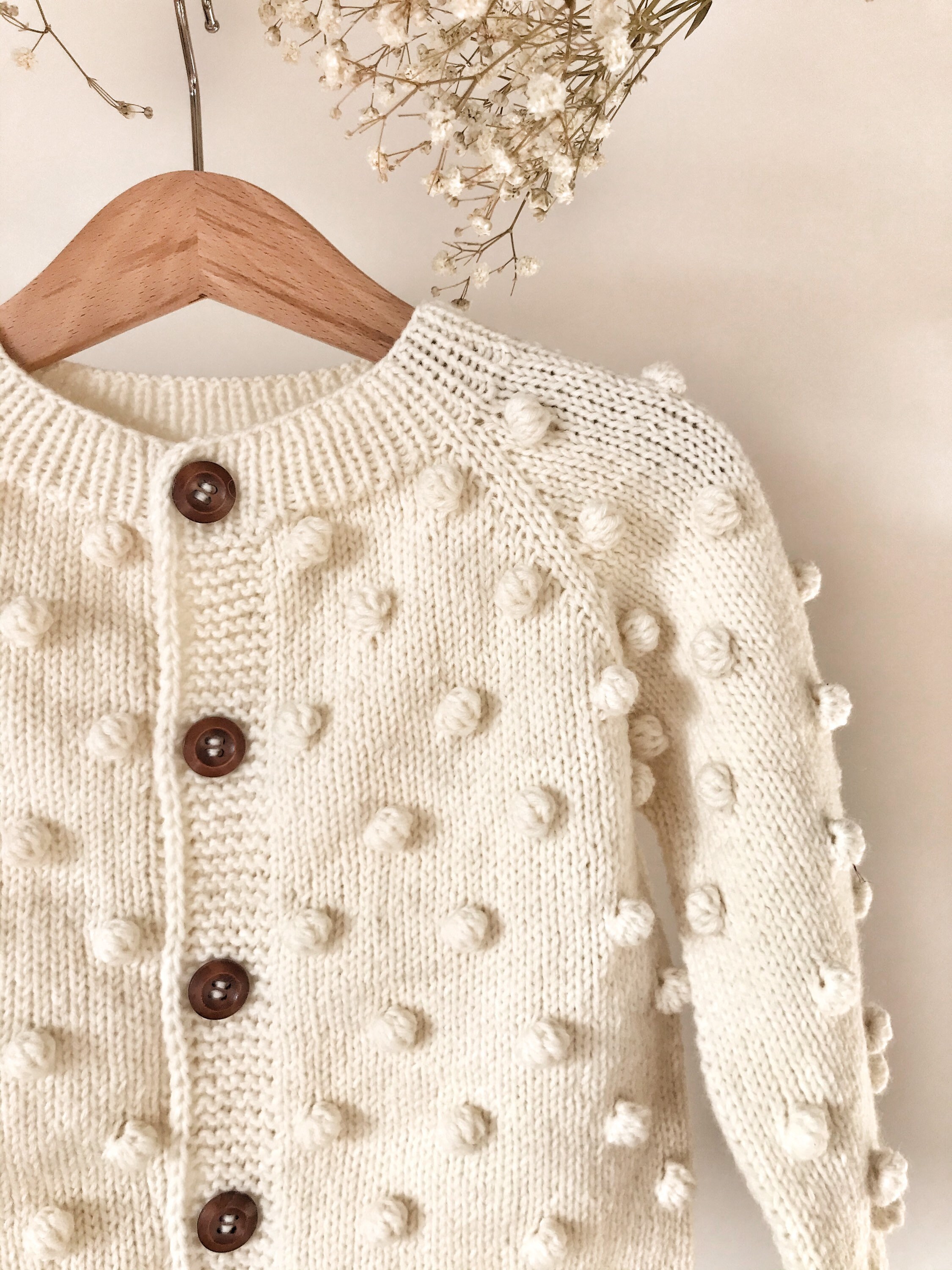 Knitted Kids Popcorn Cardigan-merino Wool Knit Popcorn - Etsy