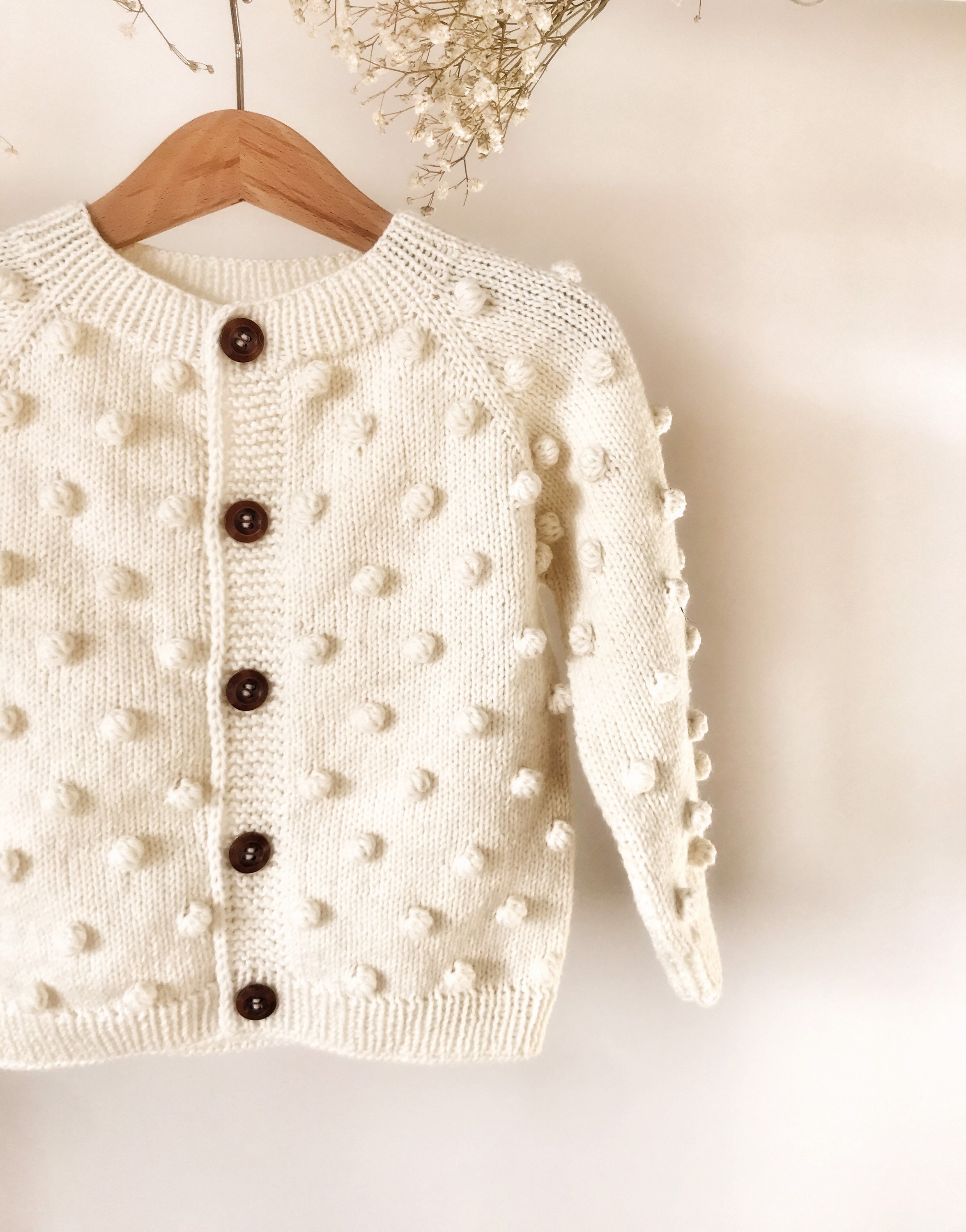 Knitted Kids Popcorn Cardigan-merino Wool Knit Popcorn - Etsy