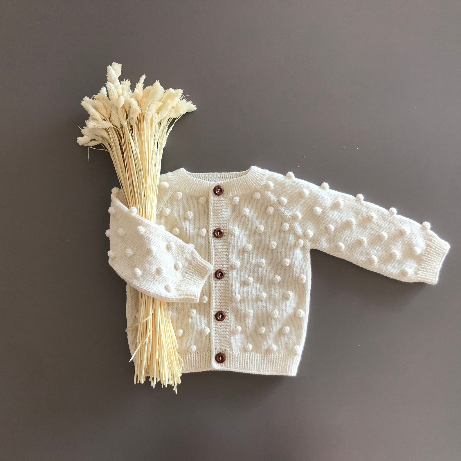 Knitted Kids Popcorn Cardigan-merino Wool Knit Popcorn - Etsy