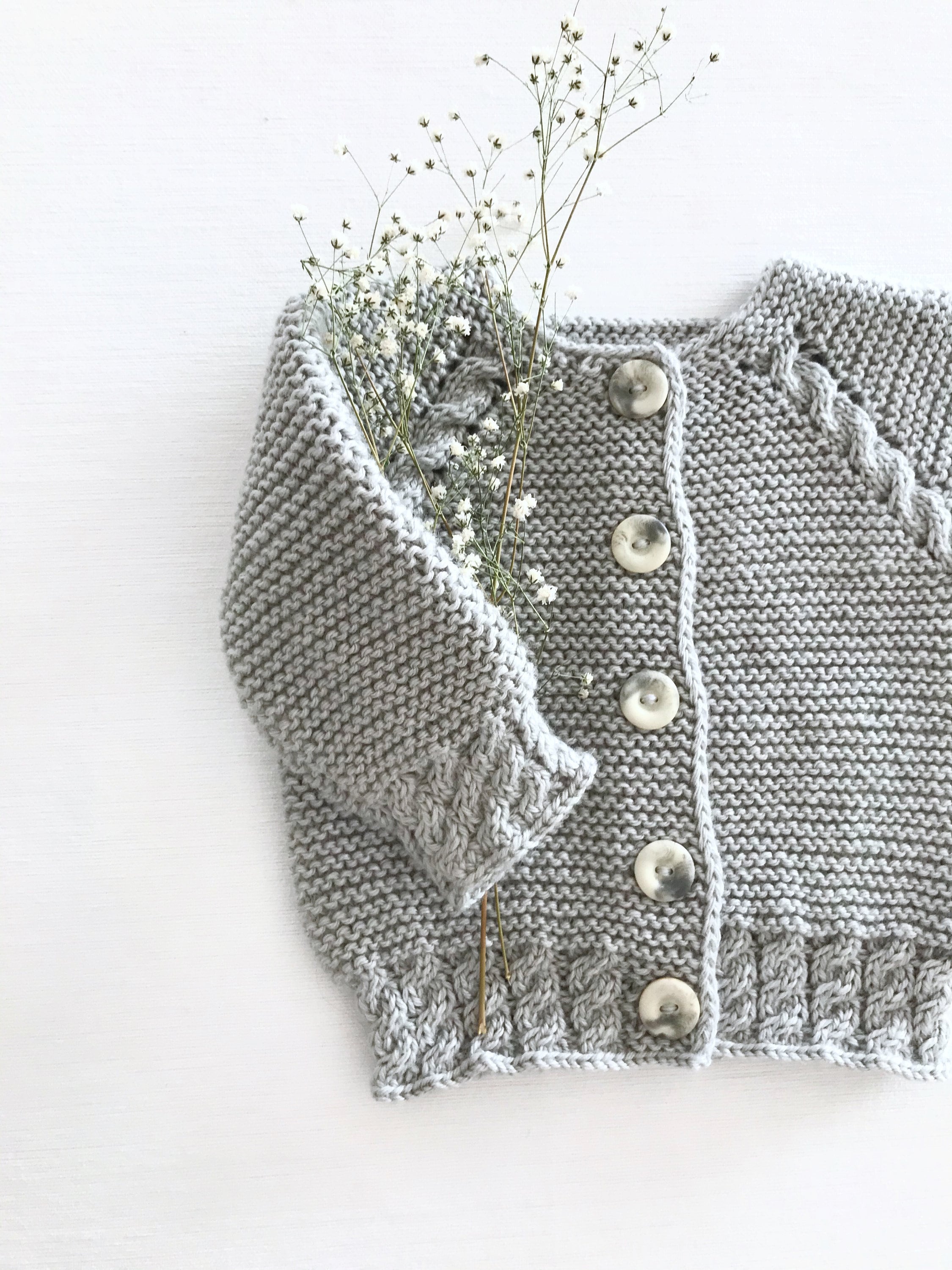 Hand Knit Baby Merino Wool Cardigan: Natural Coconut Buttons - Etsy