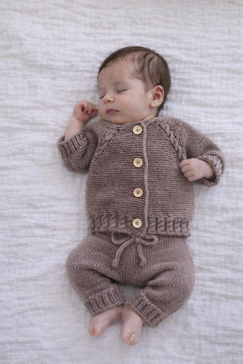Hand Knit Baby Merino Wool Cardigan: Natural Coconut Buttons - Etsy
