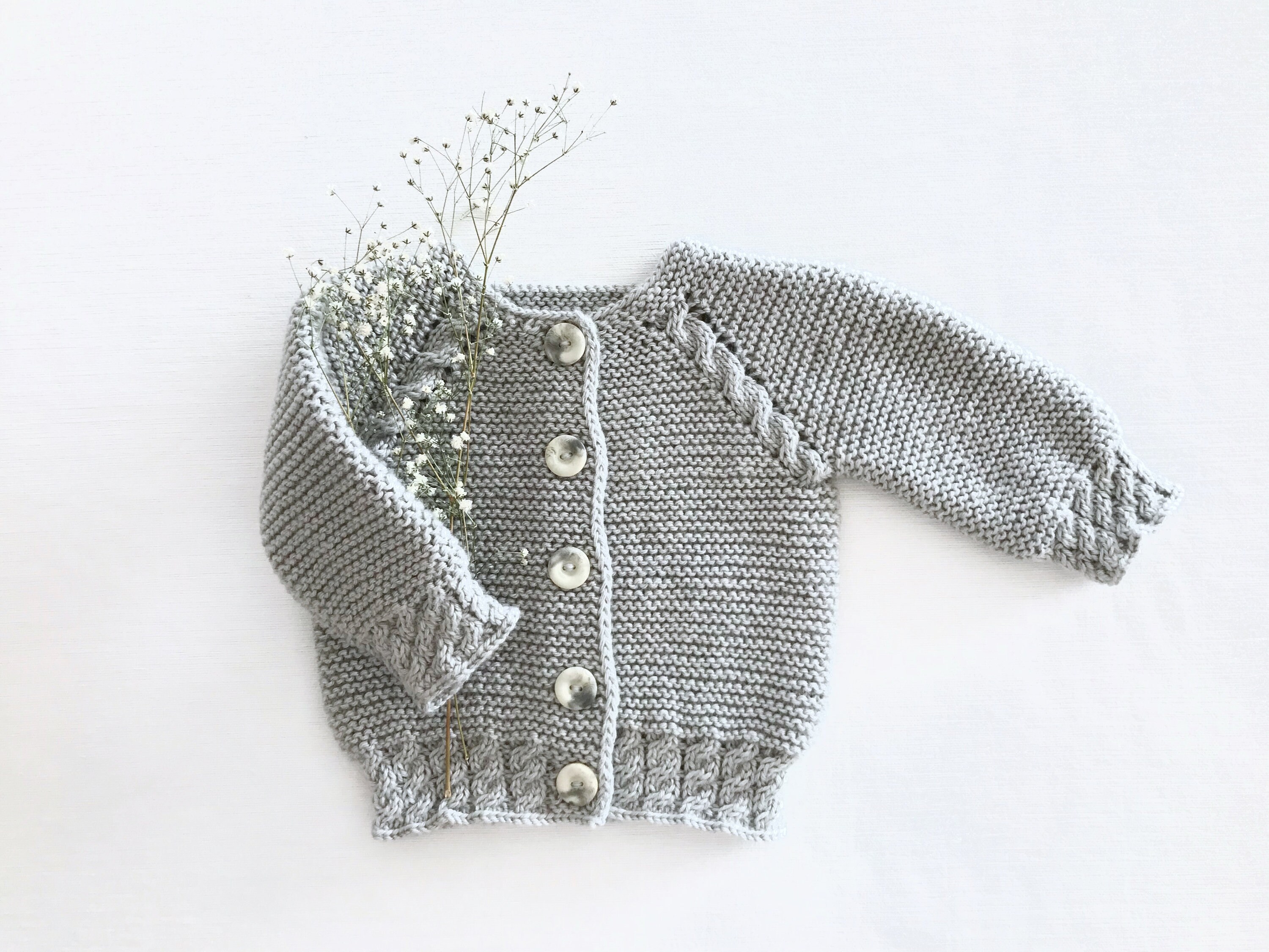 Hand Knit Baby Merino Wool Cardigan: Natural Coconut Buttons - Etsy