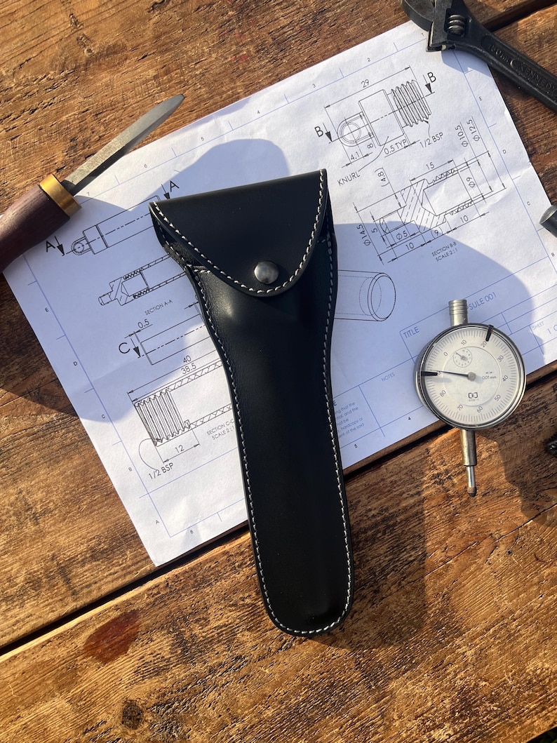 Leather Vernier Caliper Sheath Holster. Handmade Veg-tanned Leather 150 ...