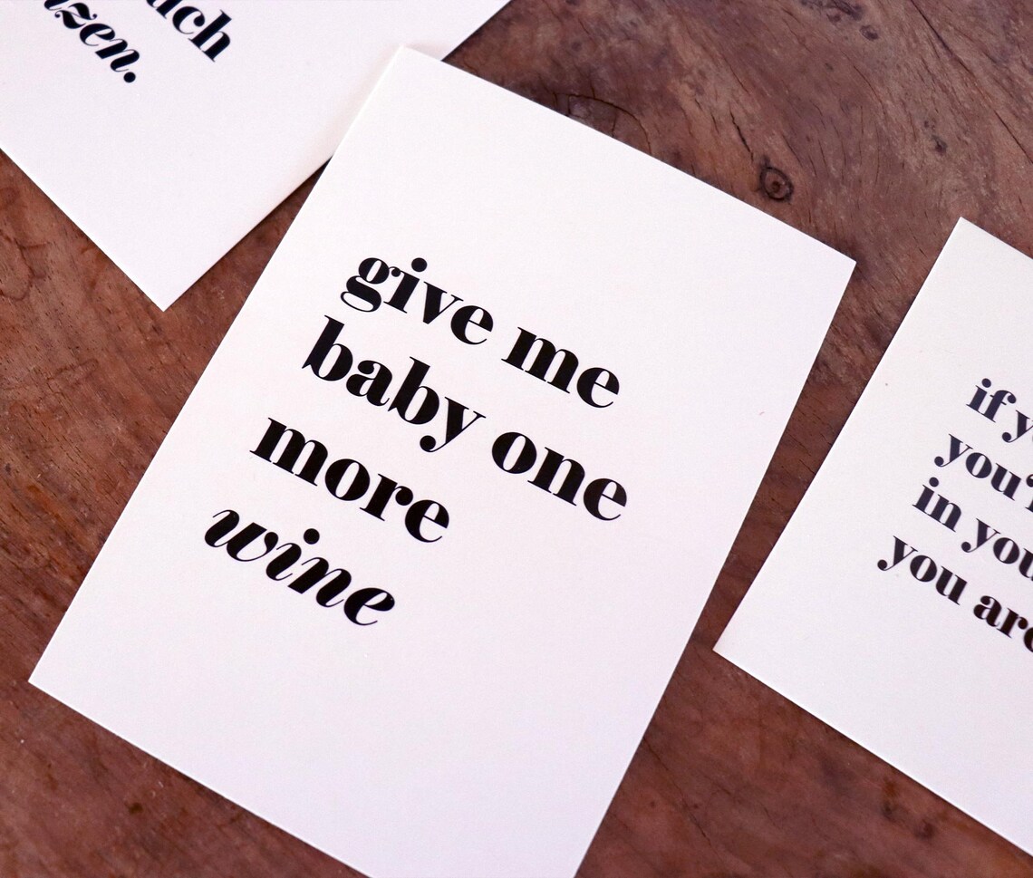 Postkarte "Give me baby one more wine" - Etsy.de