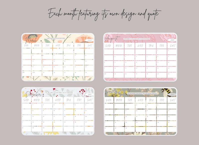 2025 Blank Monthly Calendar NONEDITABLE - Etsy