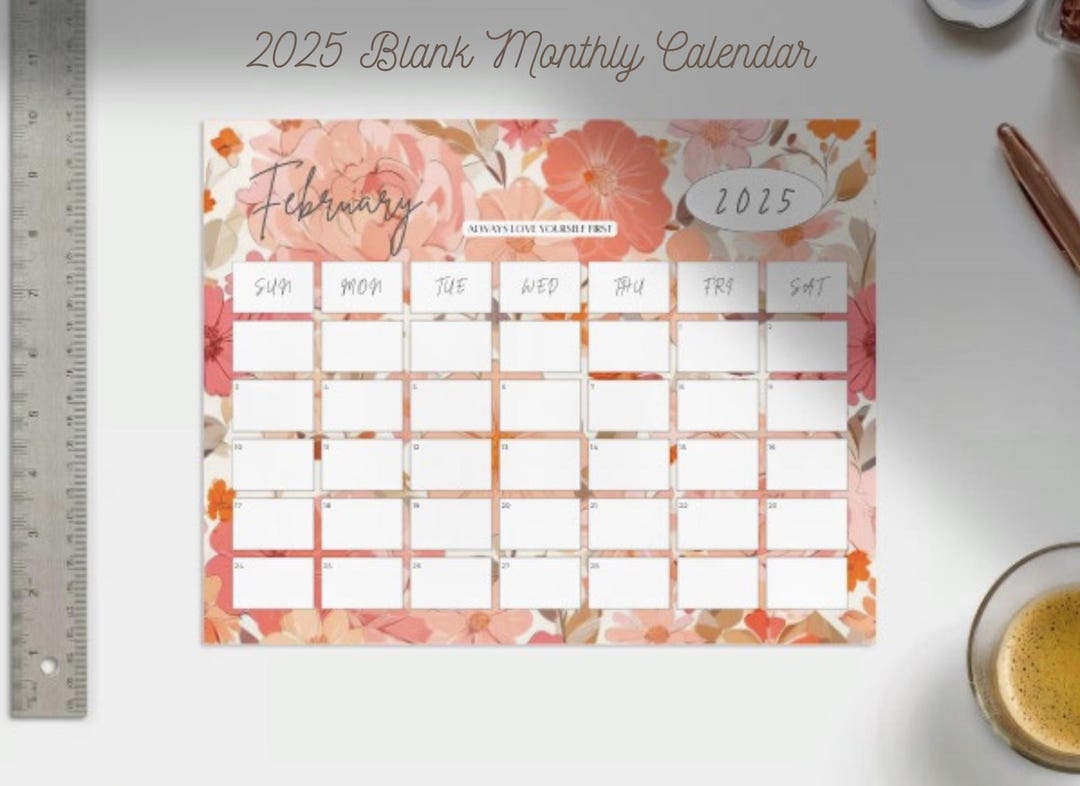 2025 Blank Monthly Calendar NONEDITABLE - Etsy