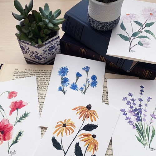 Wildflower Watercolor Note Card Set Wild Flowers Note Cards - Etsy