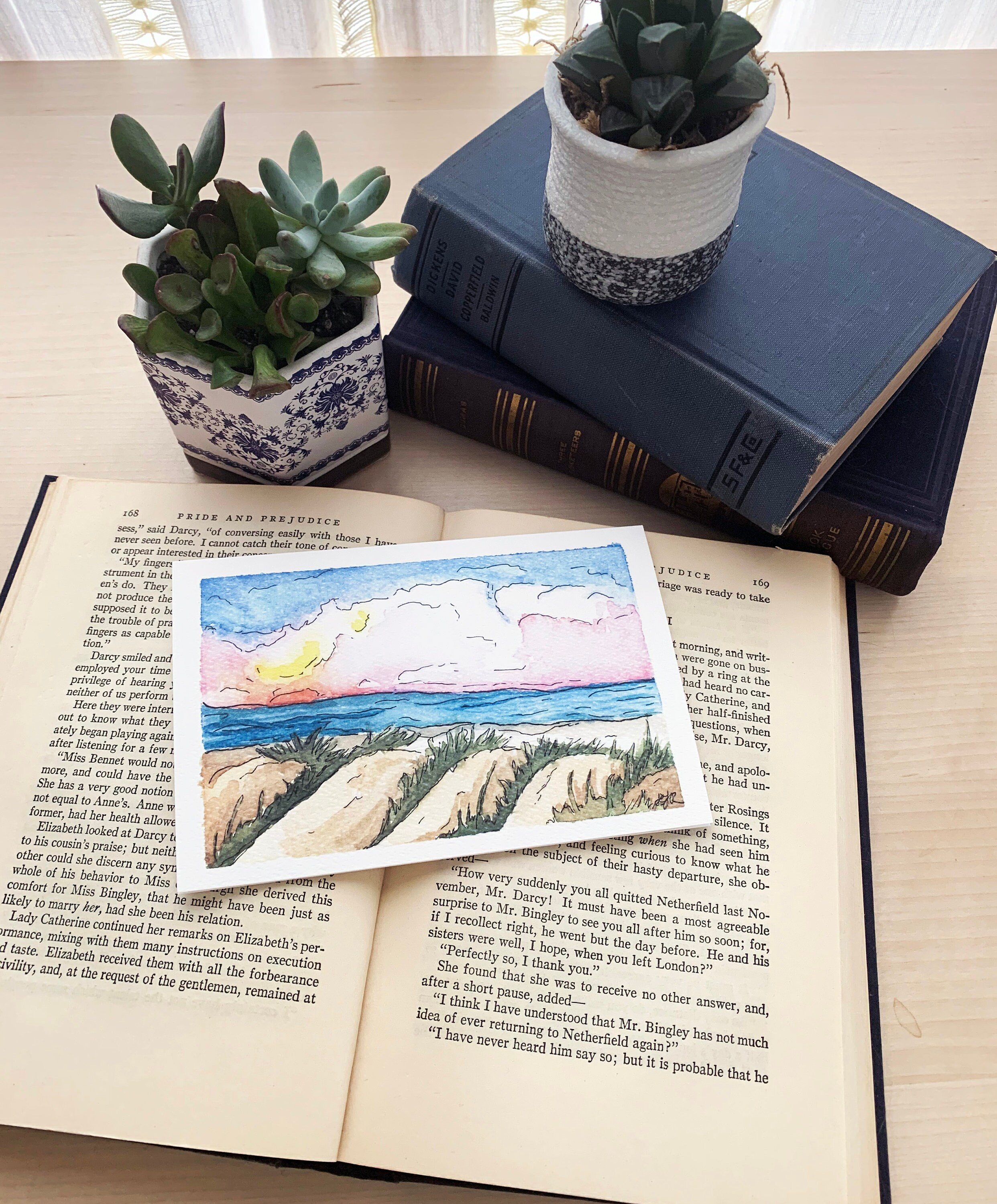 Watercolor Ocean Card Set | Etsy